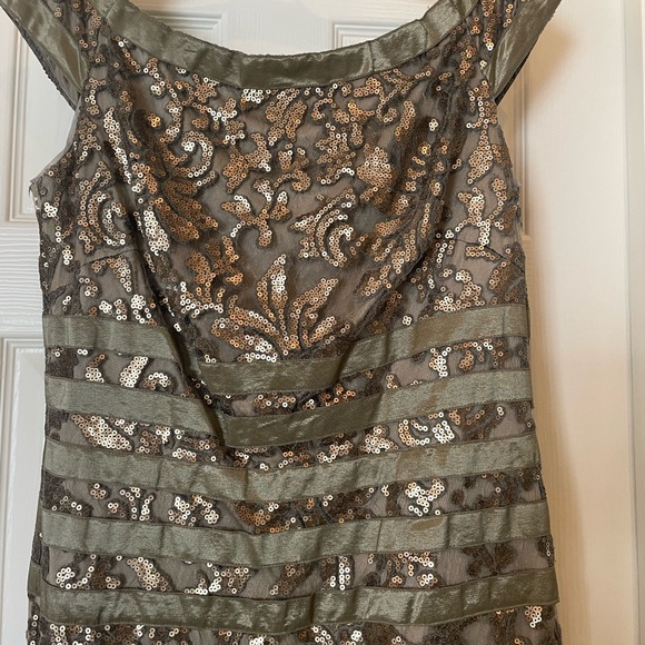 Tadashi Shoji | Dresses | Tadashi Shoji Size 4 Olive Green With Gold ...